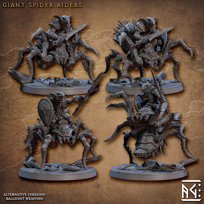 Giant Spider Riders V2 (Set of 4) – RGB Dungeon